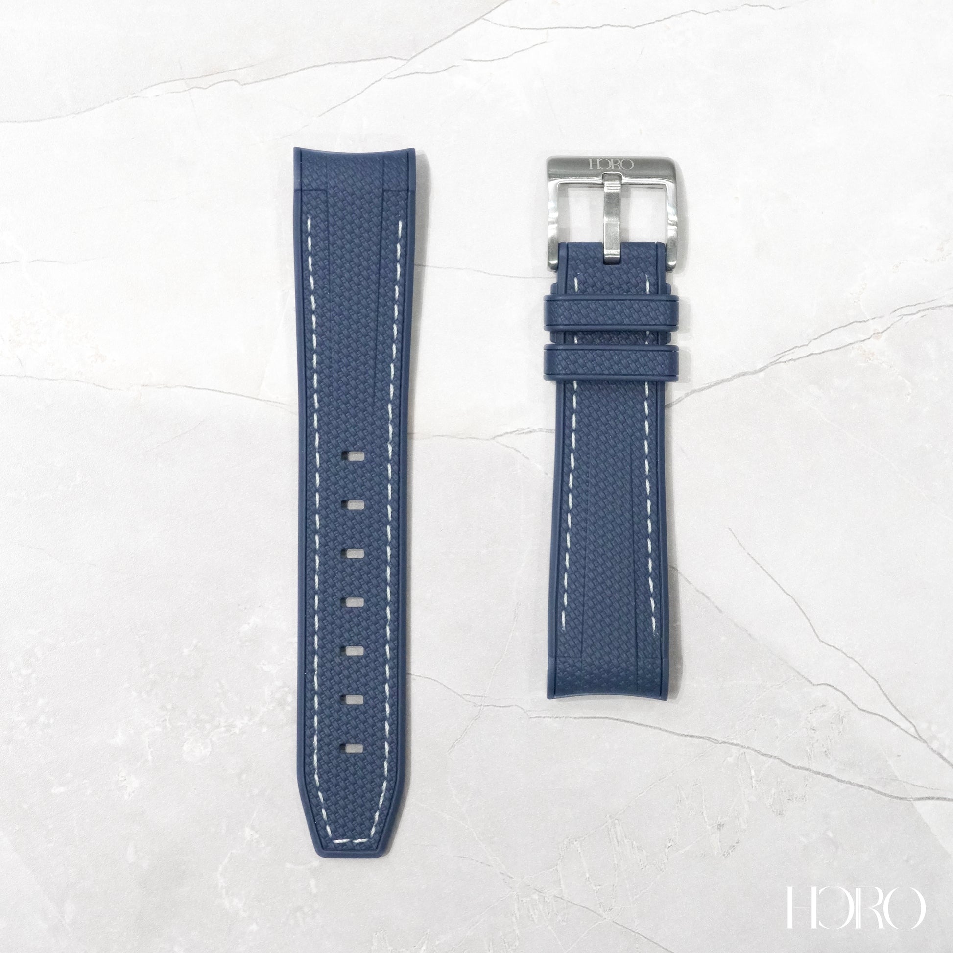 61M - Rubber strap Navy blue with white stitching – Mainly Files Limited