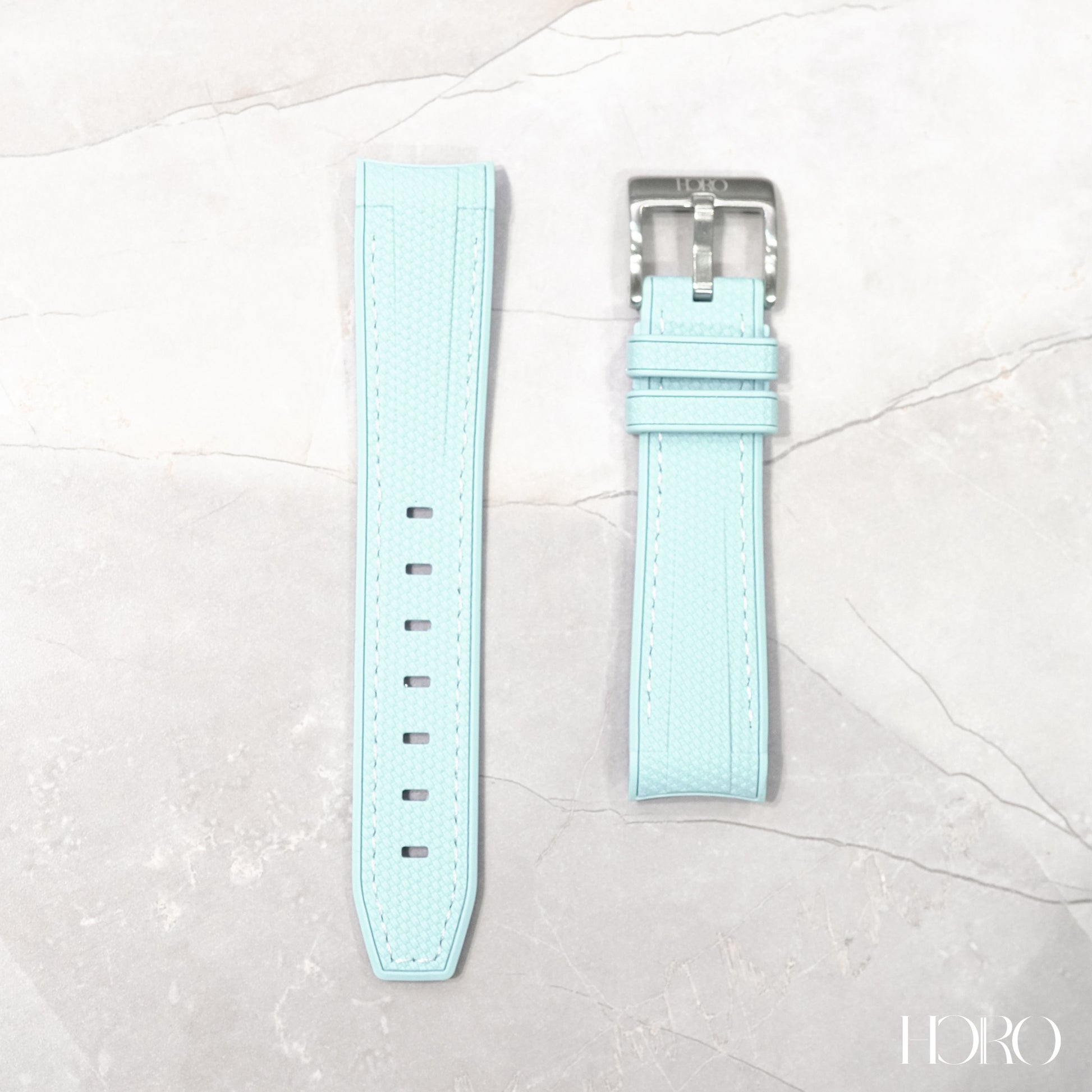 61M - Rubber strap ice blue with white stitching – Mainly Files Limited