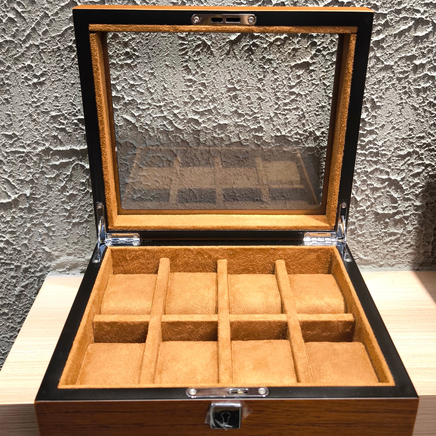Wooden watch case for 8 set with lock - Brown – Mainly Files Limited